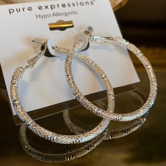 pure expressions | Jewelry | Medium Silver Textured Patterned Sparkling ...